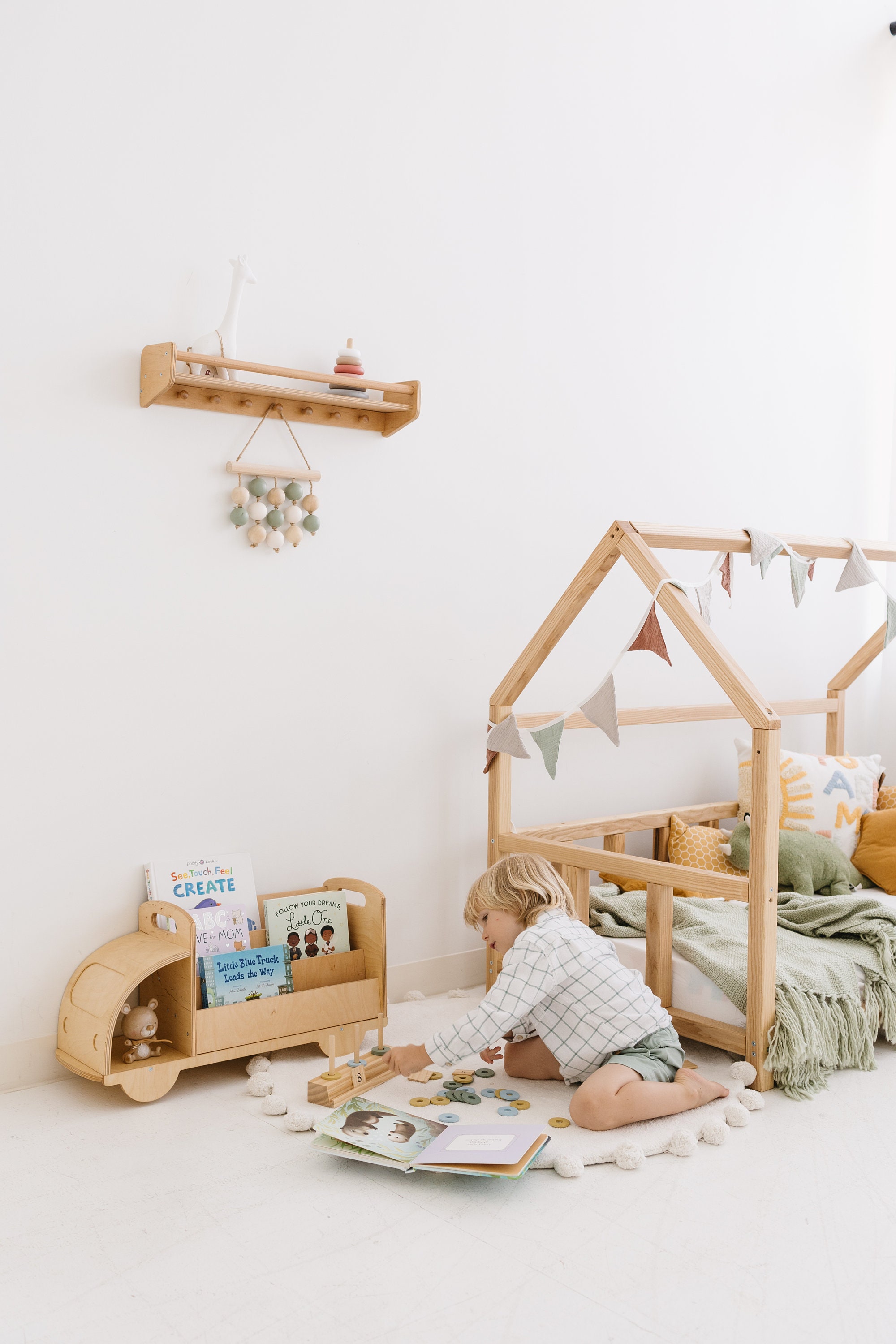 Car Kids Bookshelf, Montessori Furniture, Christmas Gift for Toddler ...