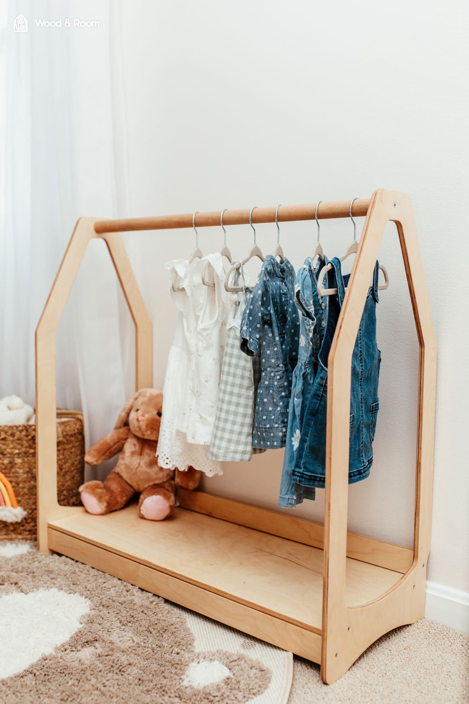 Clothing Rack With Shelf Toddler Nursery Decor Montessori - Etsy