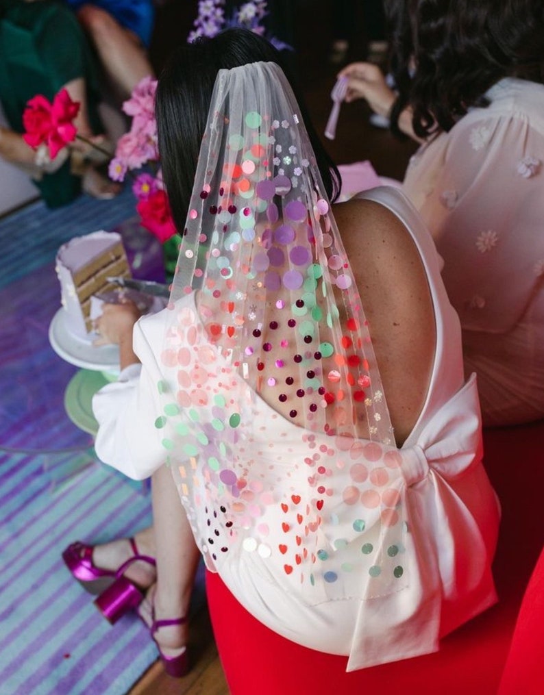 Custom Sequin Veils | Colorful Veil | Hand Embroidered | Alternative ...