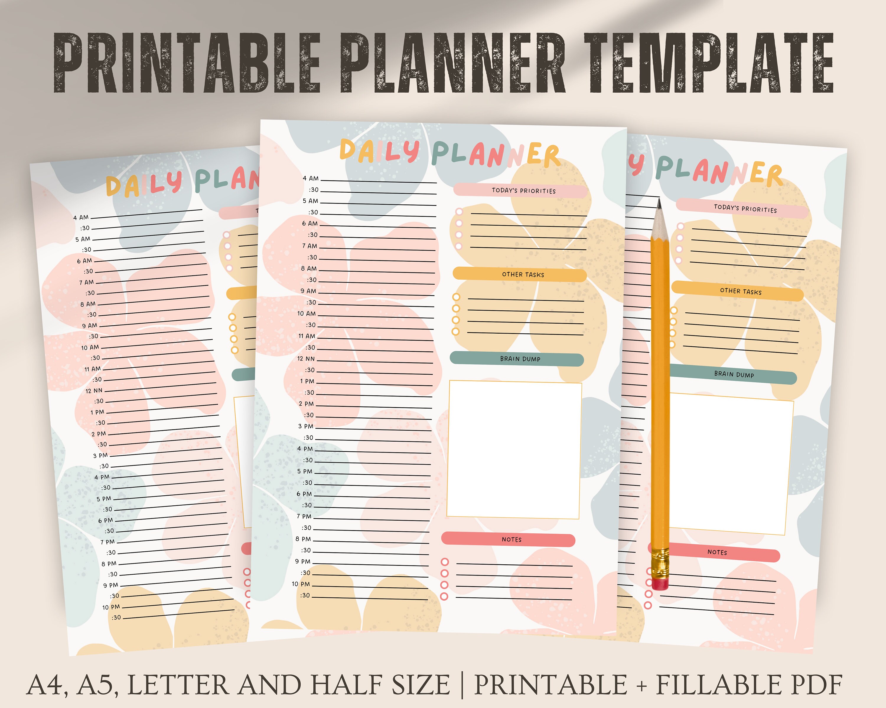 Printable Daily Planner, Daily Task Organizer Gift, Printable To-do ...