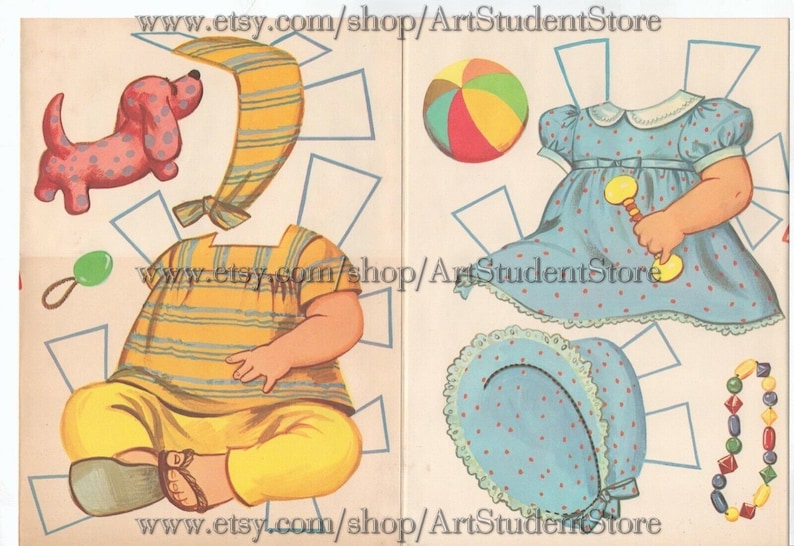 Printable Digital Pdf Instant Vintage Paper Dolls Baby Bonnie - Etsy