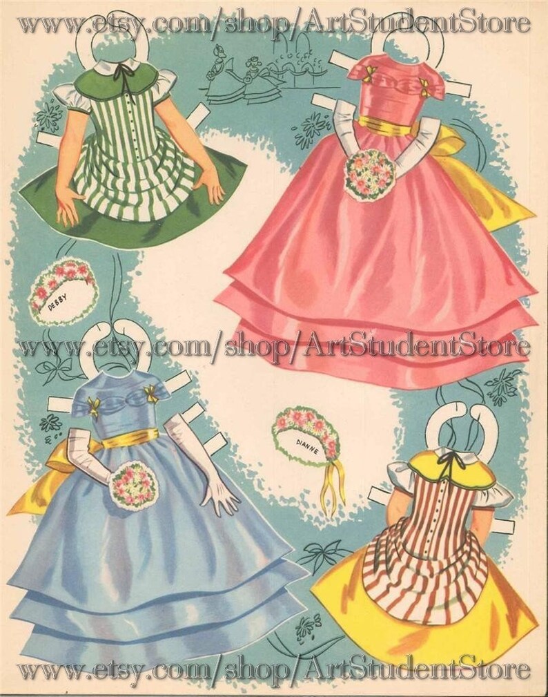 Pdf Printable Digital, Vintage Paper Dolls Here Comes the Bride - Etsy