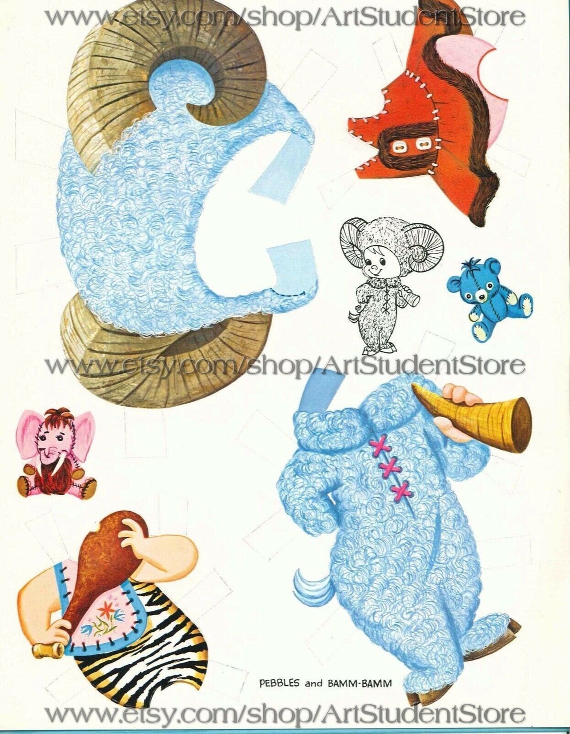 Vintage Paper Dolls Pebbles Flintstoneprintable Digital Pdf - Etsy