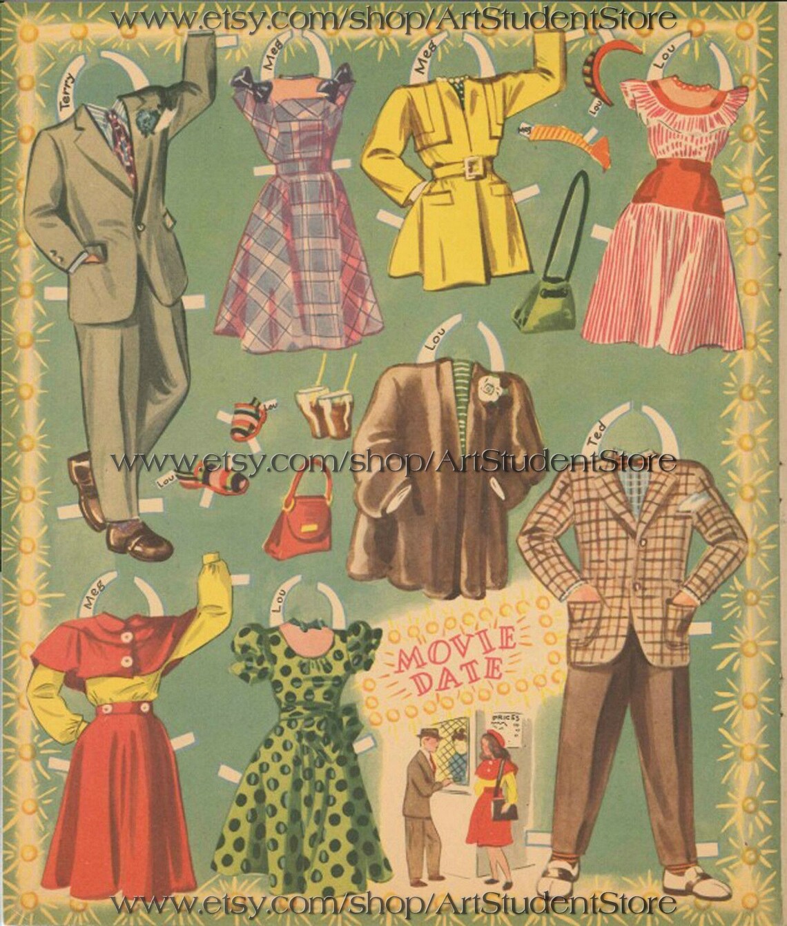 Printable Pdf Vintage Paper Movie Starlets 1946 | Etsy