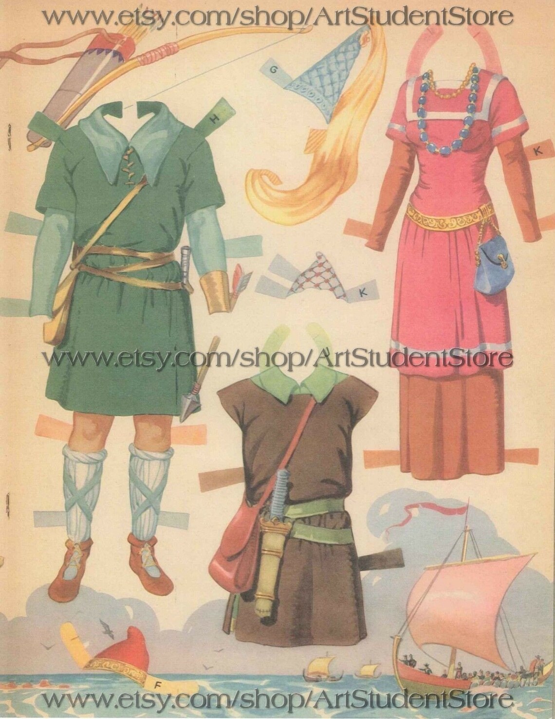 Printable Pdf Vintage Paper Dolls Prince Valiant and Princess Aleta - Etsy