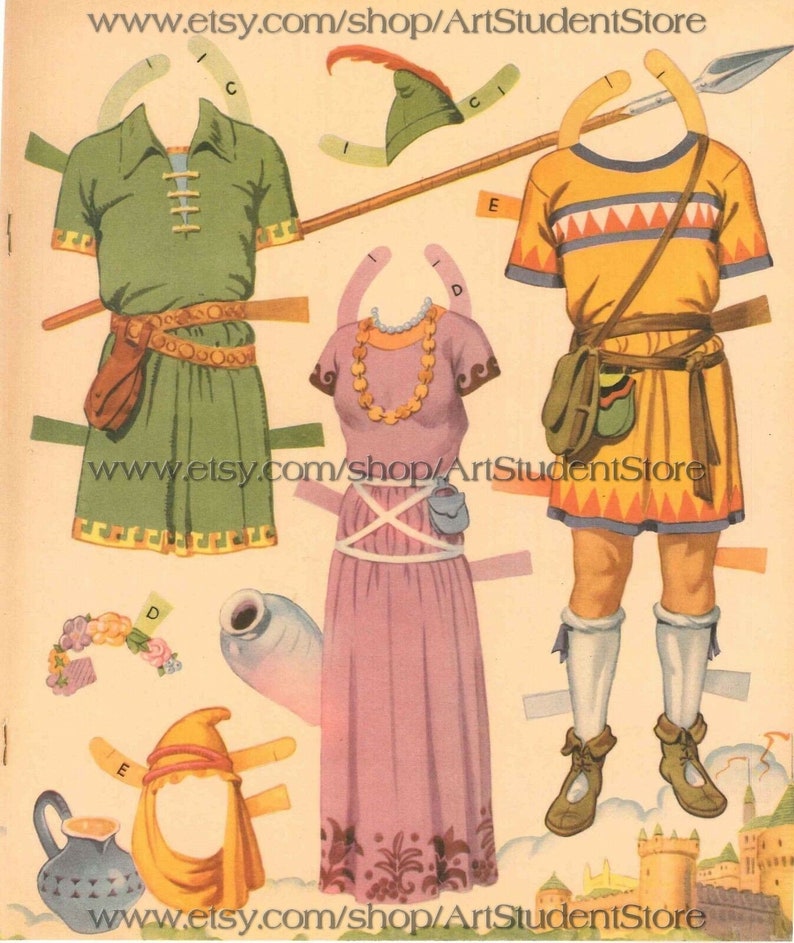Printable Pdf Vintage Paper Dolls Prince Valiant and Princess - Etsy