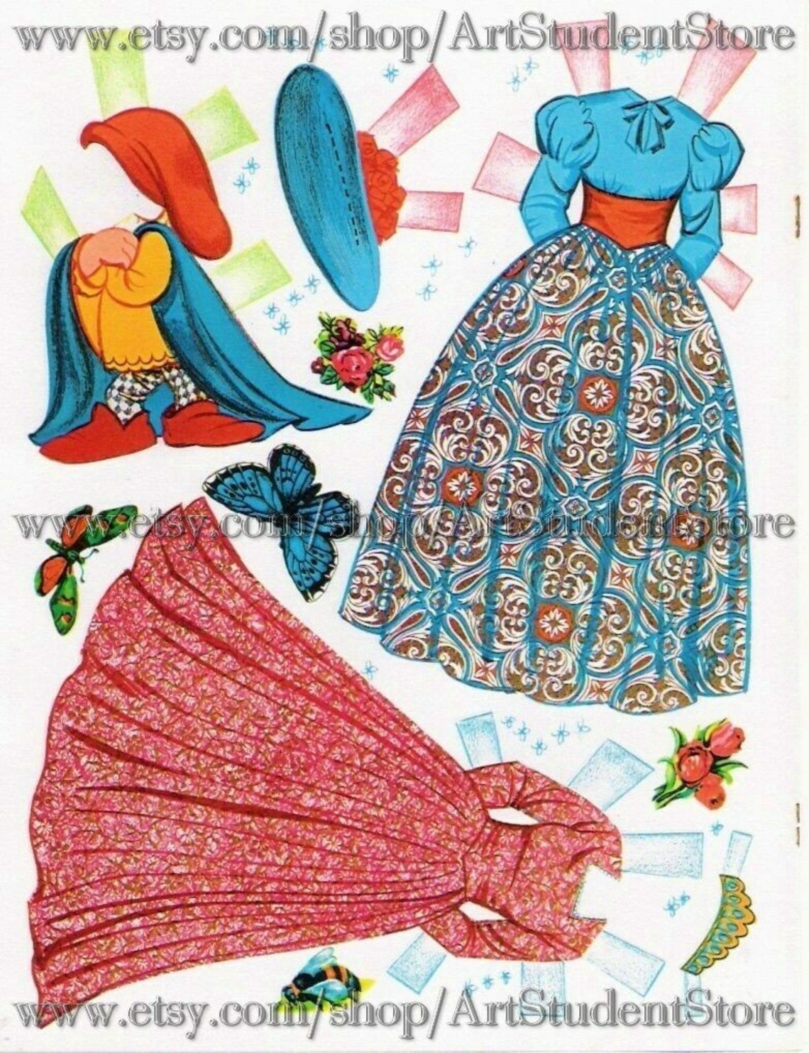 Pdf Printable Digital Vintage Paper Dolls White & the Seven - Etsy