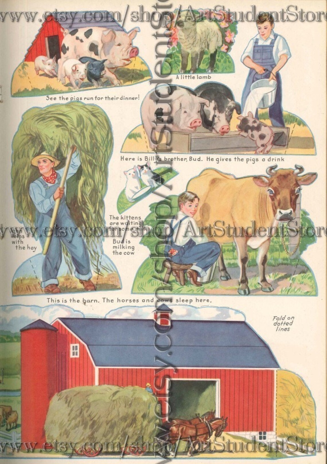 Vintage Paper Dolls Printable Digital Pdf Big Farm Punch-out - Etsy