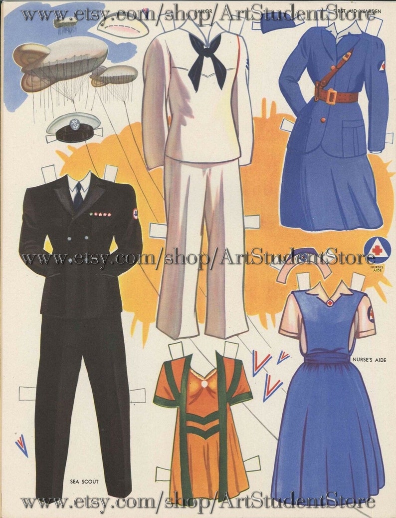 Vintage Paper Dolls Victory Paper Dolls Laser 1943 Pdf | Etsy
