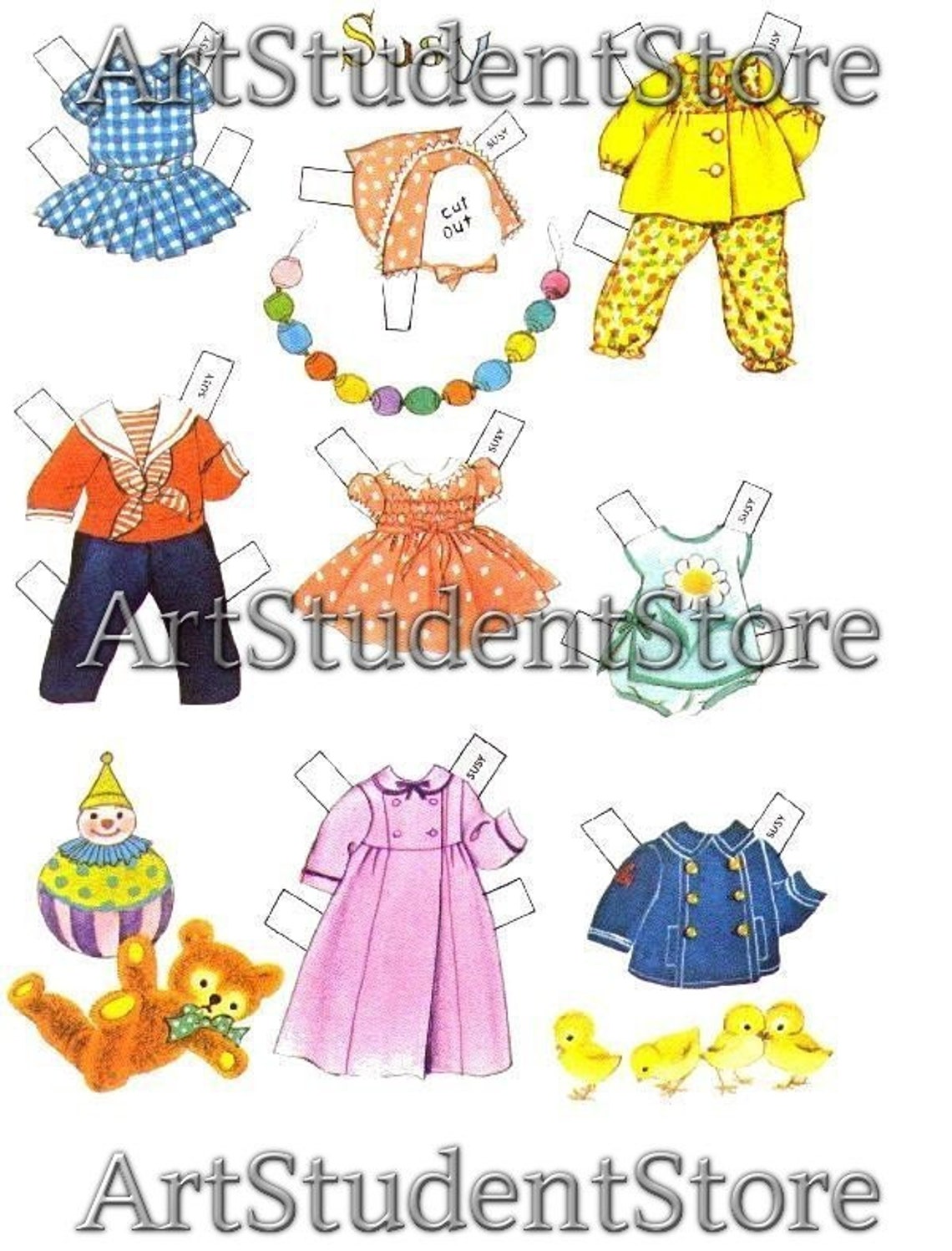 Digital Pdf Vintage Paper Dolls Cute Quintuplets Cut-outs C. | Etsy