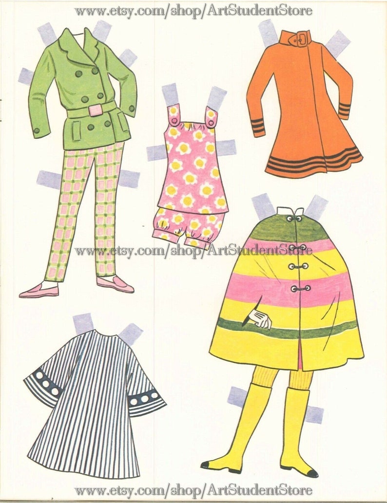Vintage Paper Dolls Tini Modsprintable Digital Pdf - Etsy
