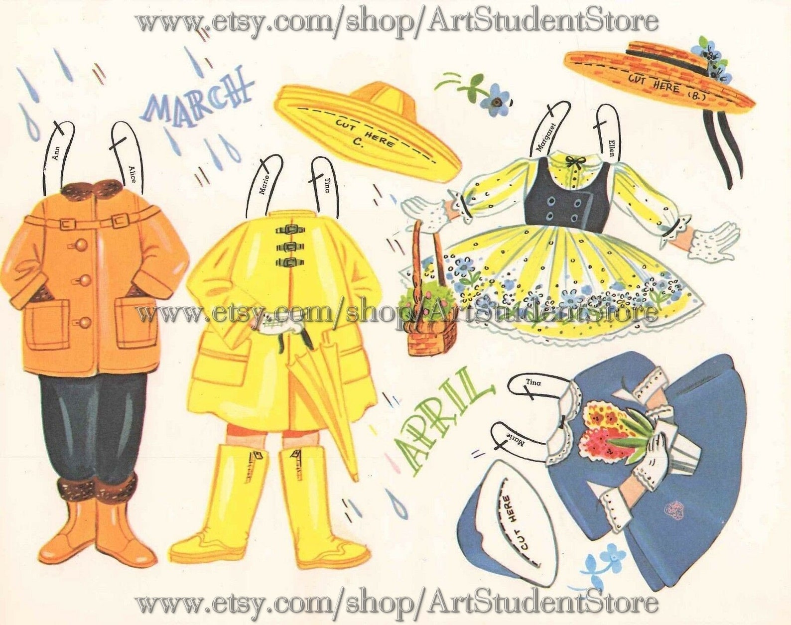 Printable Digital Pdf Instant Vintage Paper Dolls Pretty - Etsy