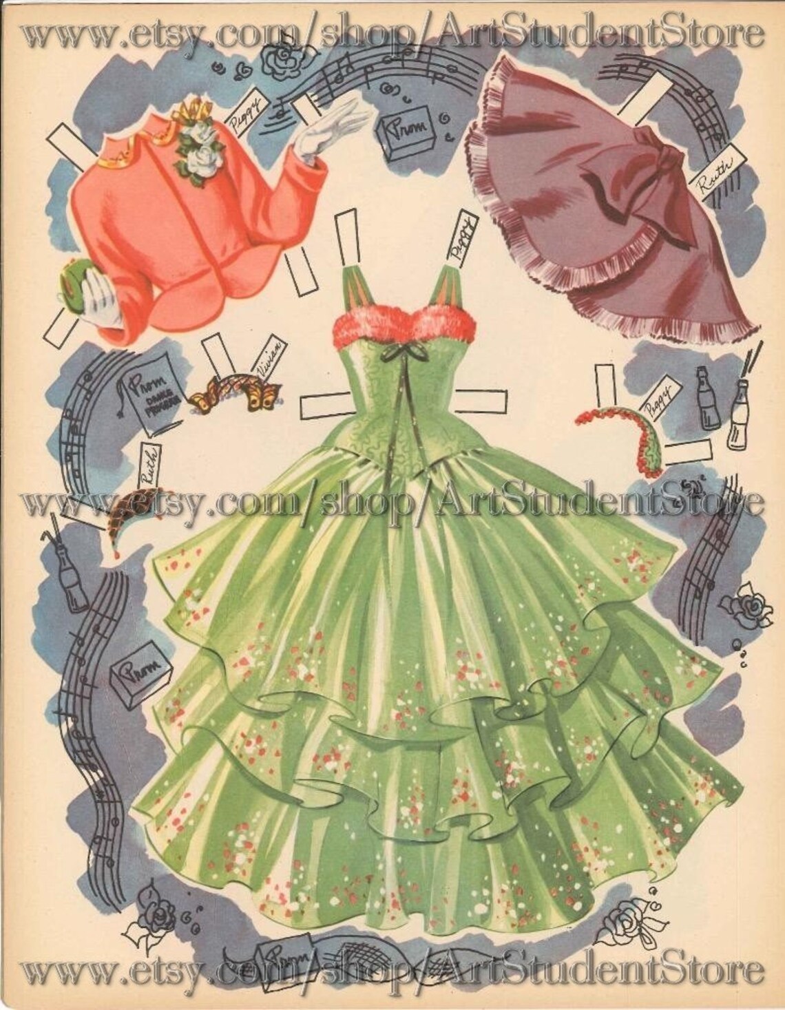 Printable Digital Pdf Instant Vintage Paper Dolls Prom 1952 | Etsy