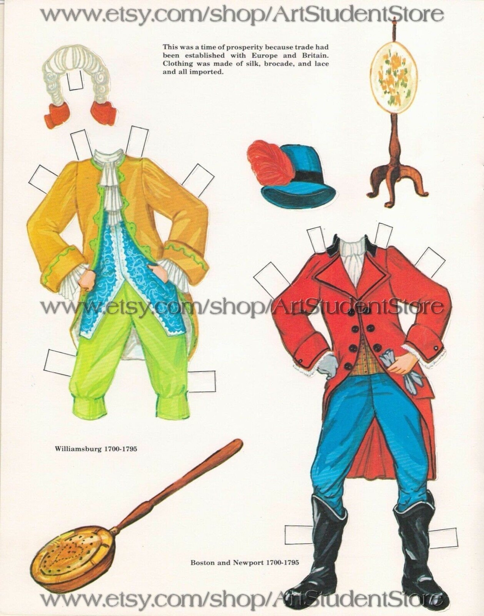 Pdf Printable Digital Vintage Paper Dolls Colonial America - Etsy