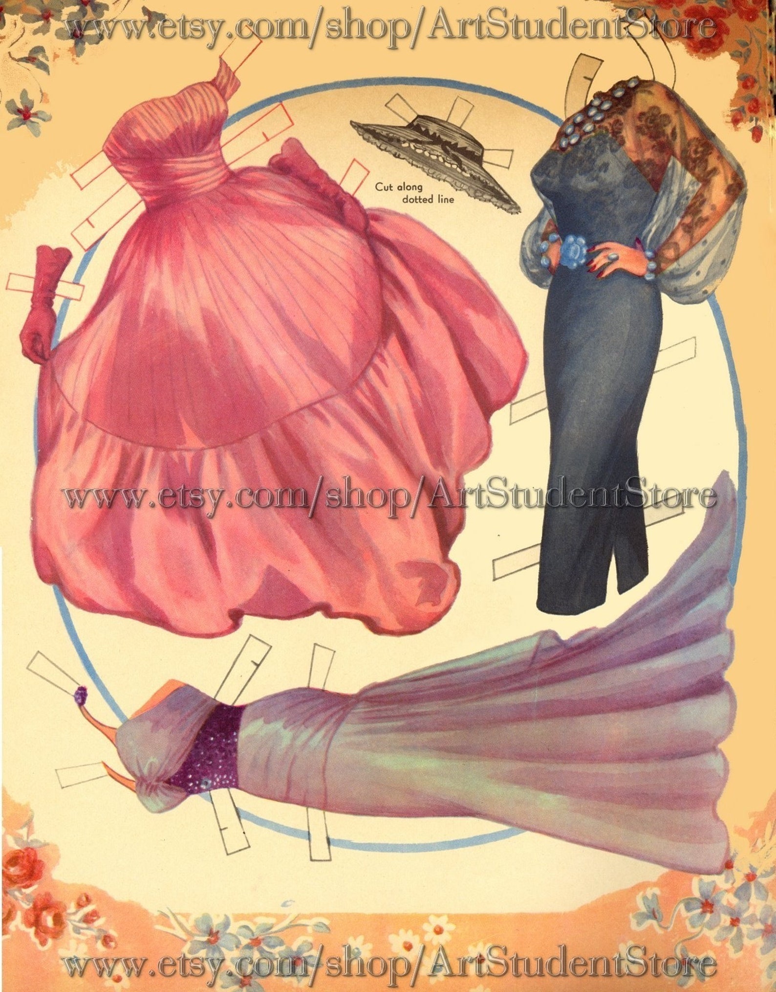 Printable Digital Pdf Instant Vintage Paper Dolls Rhonda - Etsy