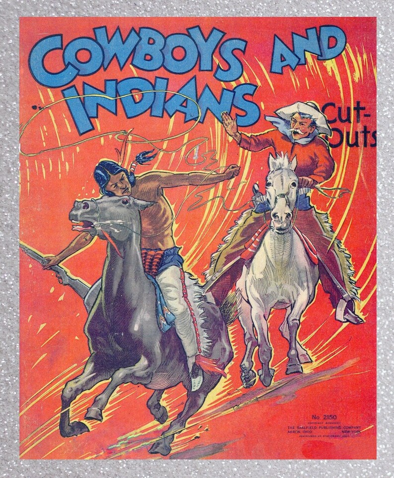 Pdf Printable Digital Vintage Paper Cowboys and Indians - Etsy