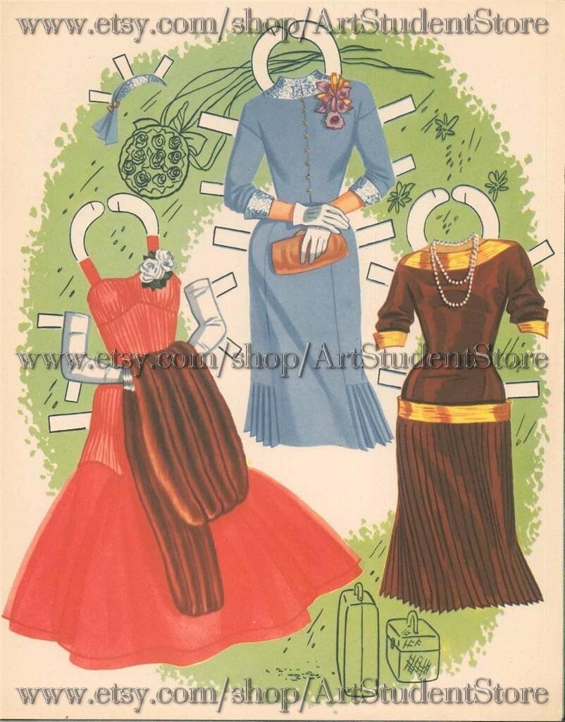 Pdf Printable Digital Vintage Paper Dolls Here Comes the - Etsy