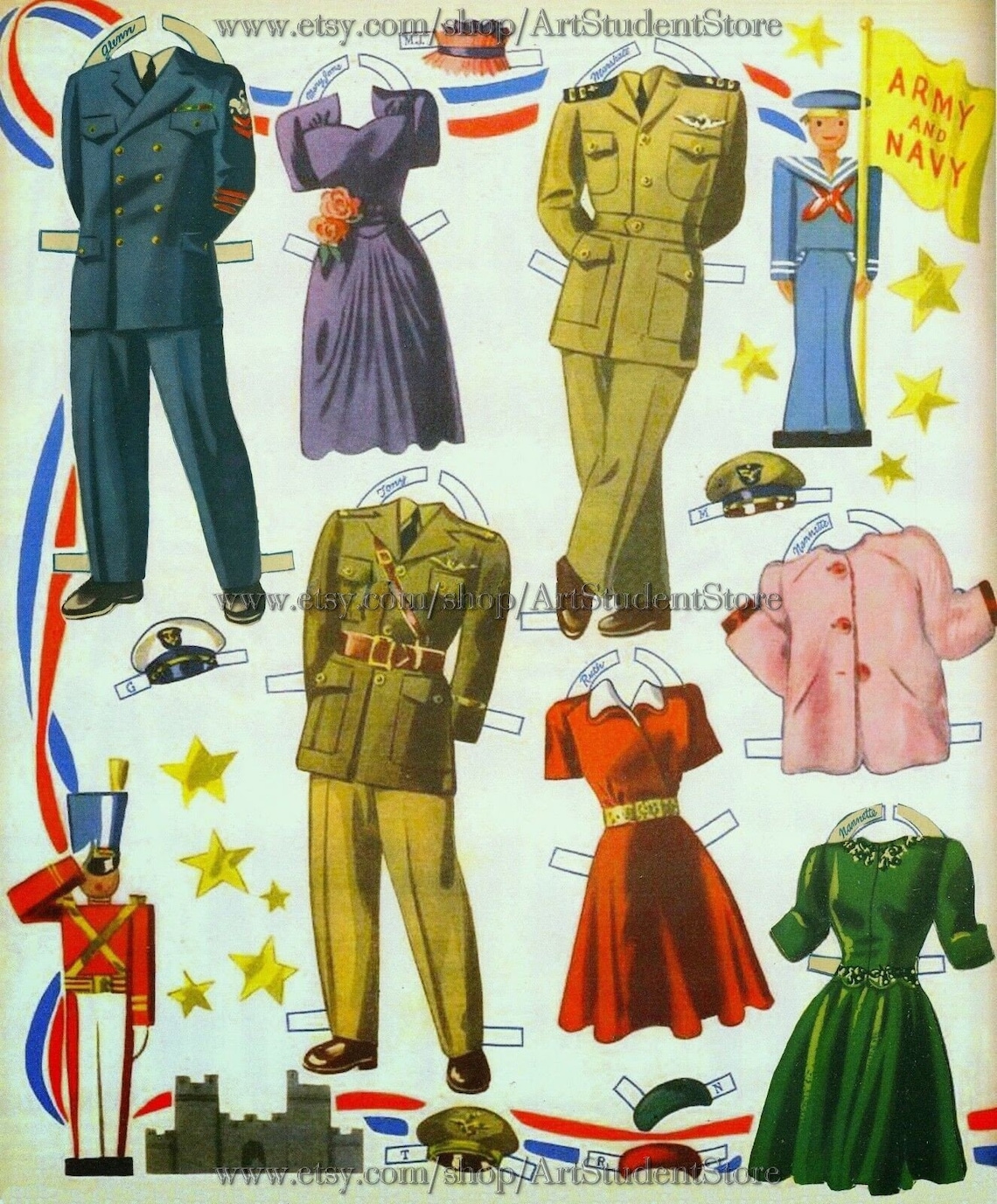 Pdf Printable Digital Vintage Paper Dolls Soldiers and - Etsy
