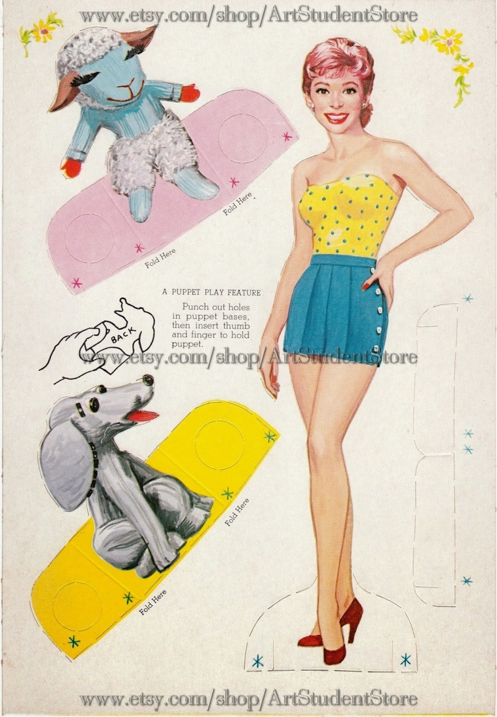 Pdf Printable Digital Vintage Paper Dolls Shari Lewis - Etsy