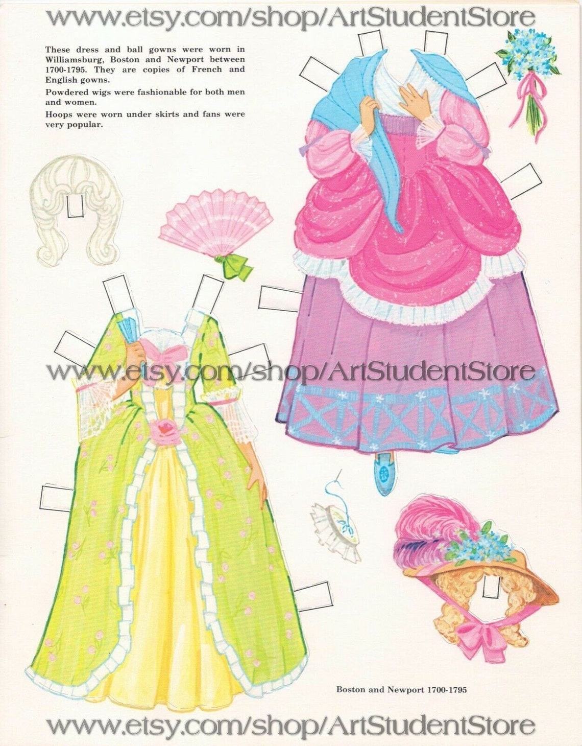 Pdf Printable Digital Vintage Paper Dolls Colonial America - Etsy