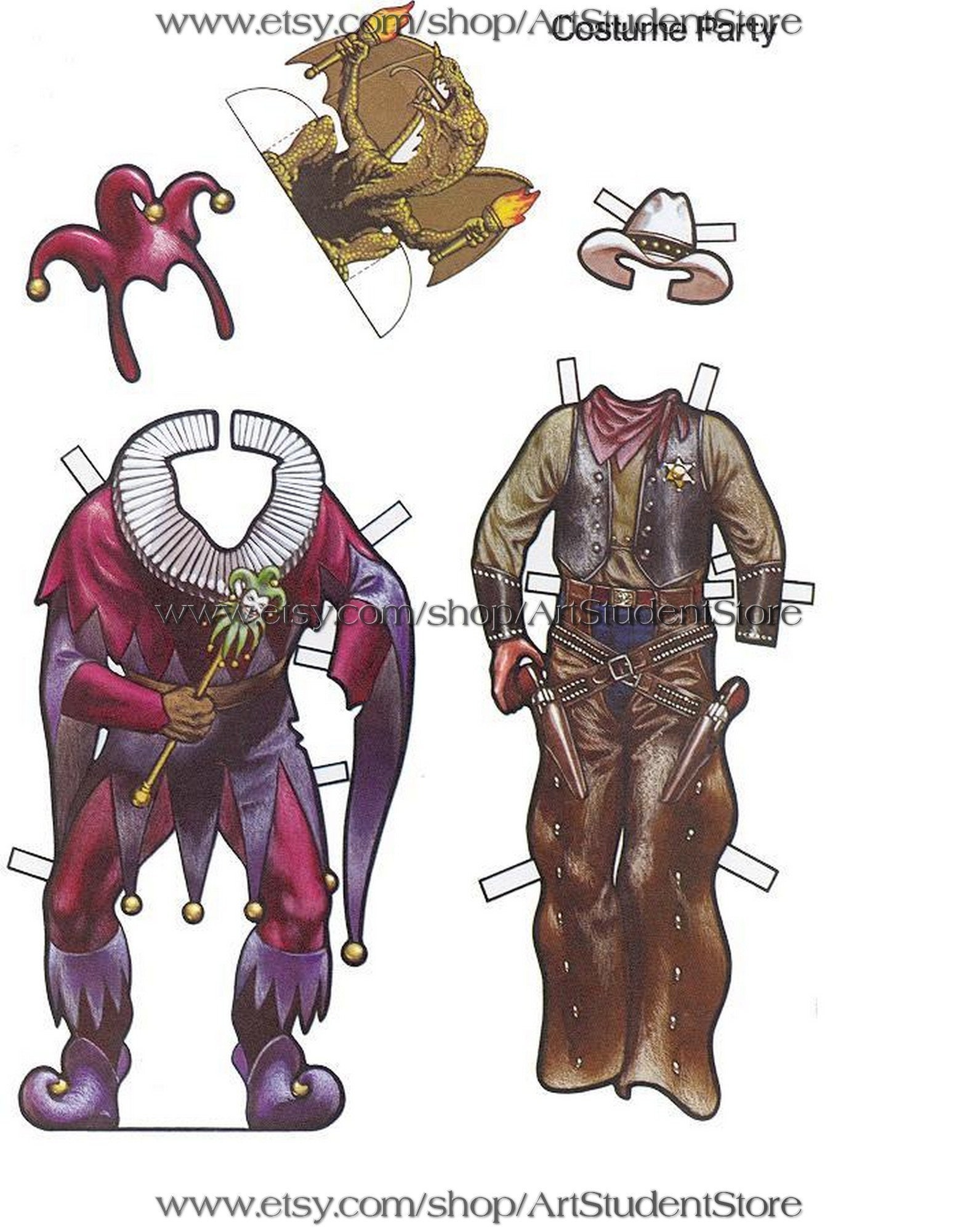 Pdf Instant Digital, Halloween Vintage Paper Monster Paper Dolls Set - Etsy