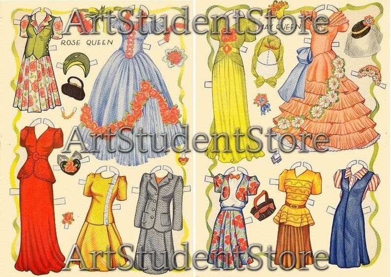 Pdf Instant Digital Vintage Paper Dolls Festival Beauty - Etsy