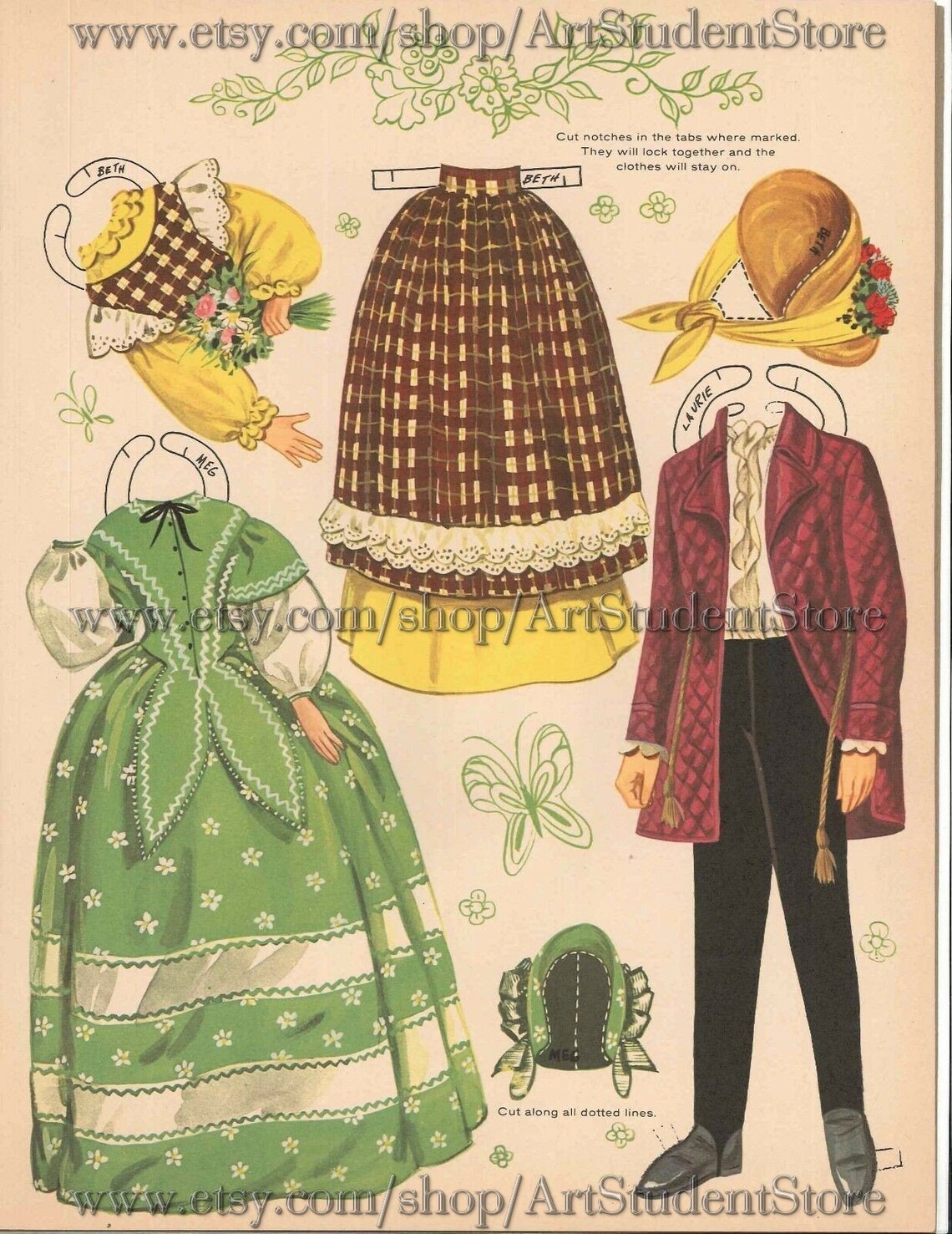 Pdf Printable Digital Vintage Paper Dolls Little Women With - Etsy