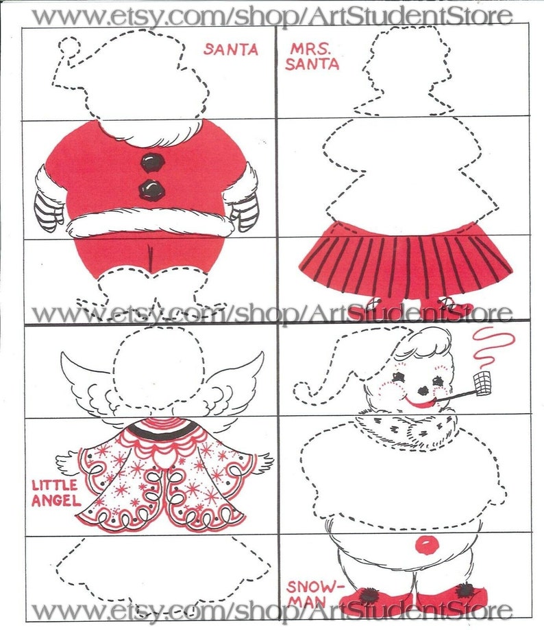 Pdf Printable Digital Vintage Santas Holiday Activity Sticker - Etsy