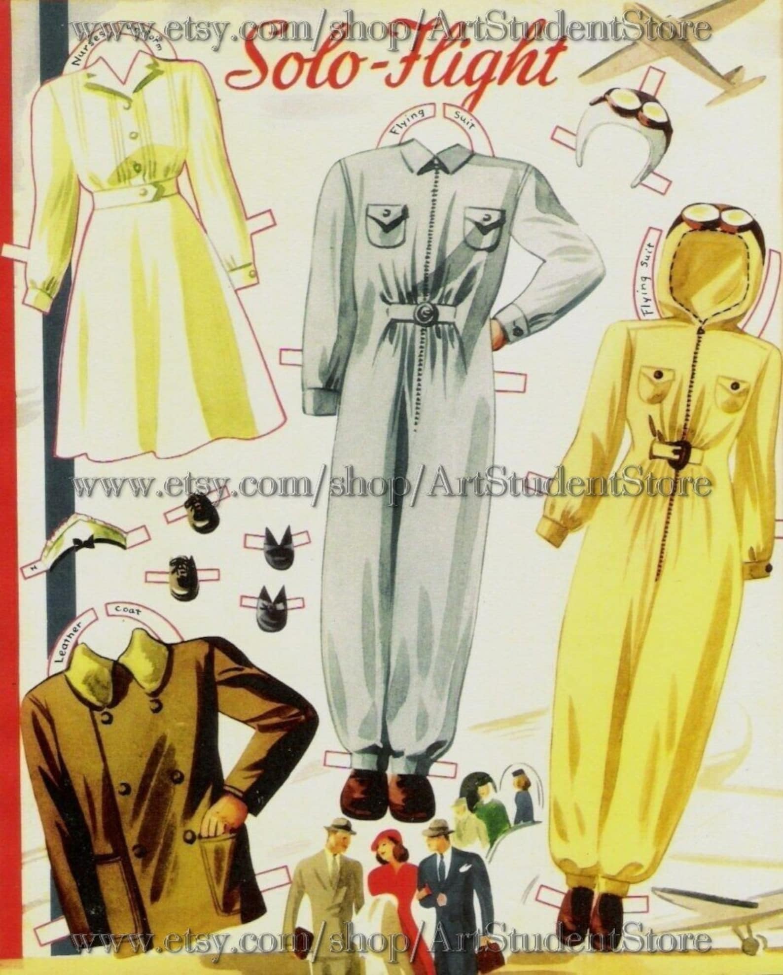Digital Paper Dolls Download Pdfretro Airliner Pilot and - Etsy