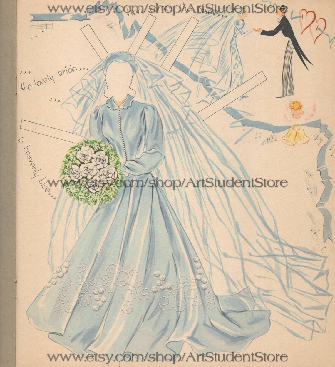 Pdf Printable Digital Vintage Paper Dolls Bride 1957 - Etsy