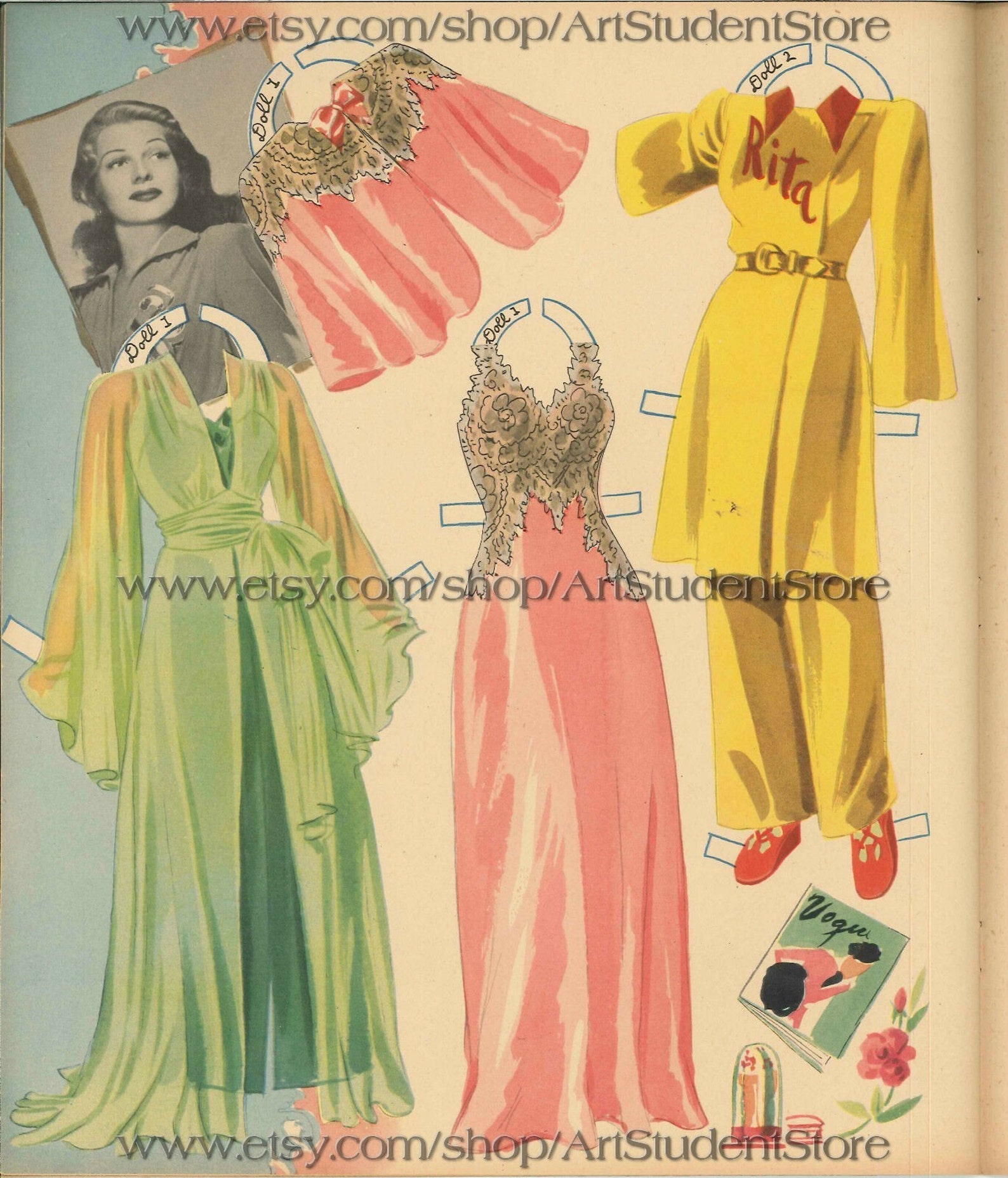 Printable Digital Pdf Instant Vintage Paper Dolls Rita - Etsy