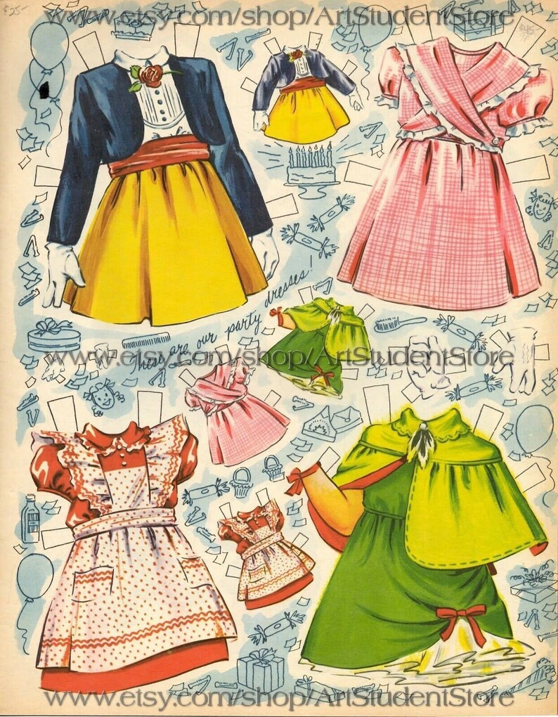 Pdf Printable Digital, Vintage Paper Their Dollies Retro 1961 - Etsy