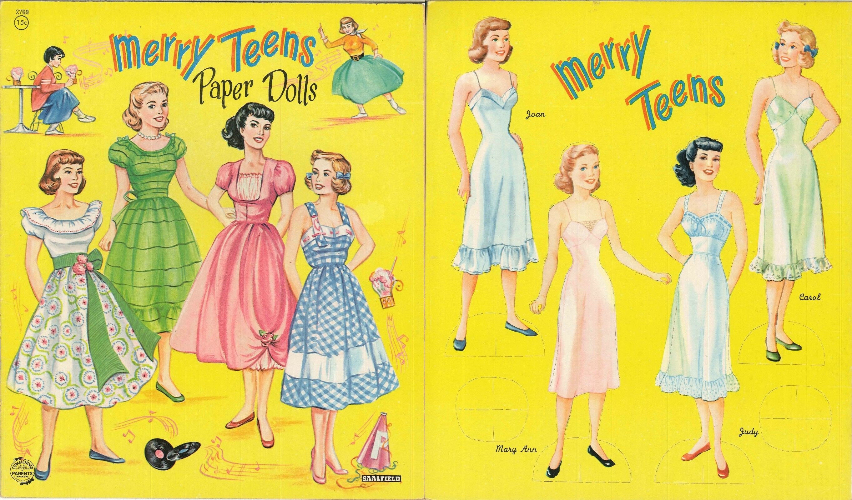 Girl Paper Doll Vintage Paper Dolls Merry Teens C. 1950s - Etsy