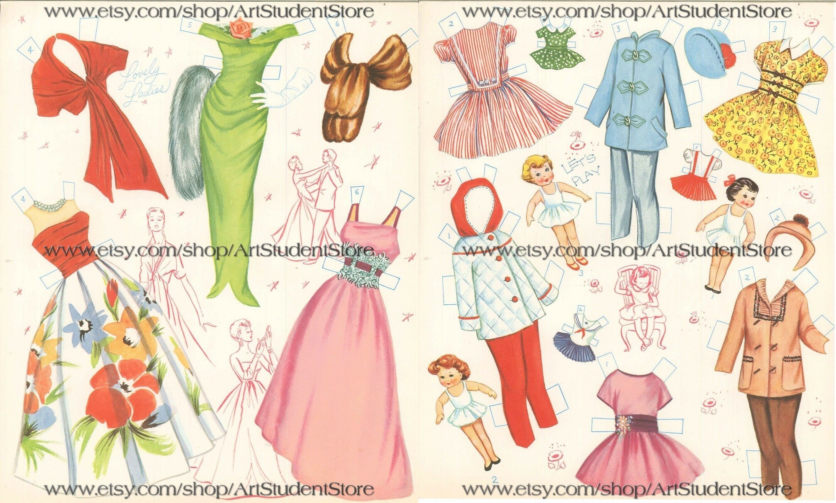 Girl Paper Doll, Vintage Paper Dolls 3 Little Girls Who Grew and Grew C ...
