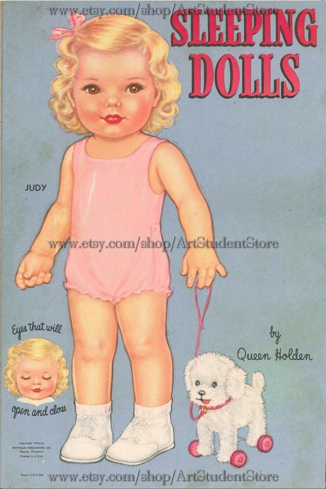 Pdf Printable Digital, Vintage Paper Dolls Toddler Sleeping Dolls 1945 ...