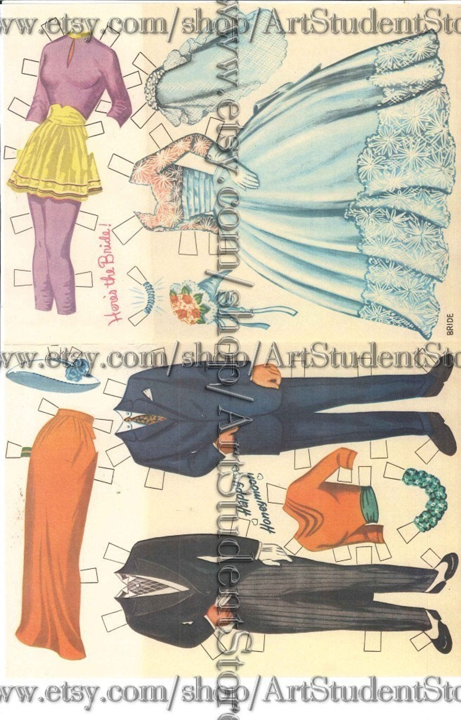 Vintage Paper Dolls Digital Pdf the Bride and Bridal Party - Etsy