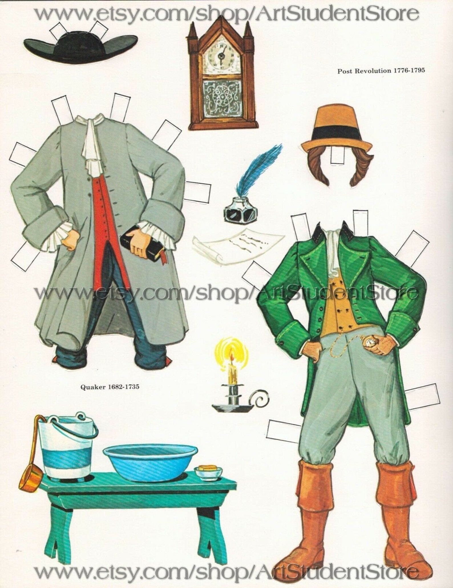Pdf Printable Digital Vintage Paper Dolls Colonial America - Etsy