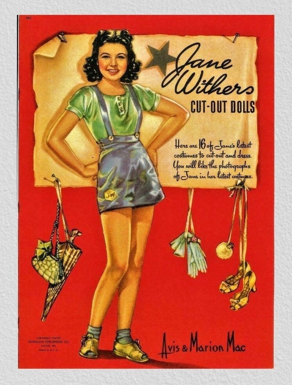 Jane Withers Paper Dolls Movie Star & Stage Paper Dolls | Marges8's