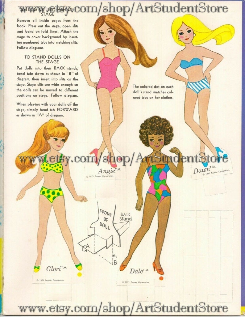 Pdf Instant Digital Vintage Paper Dolls Dawn Fashion Dolls | Etsy