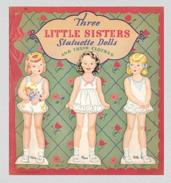 Vintage Paper Dolls Three Little Sisters Statuette Dolls 1940s - Etsy