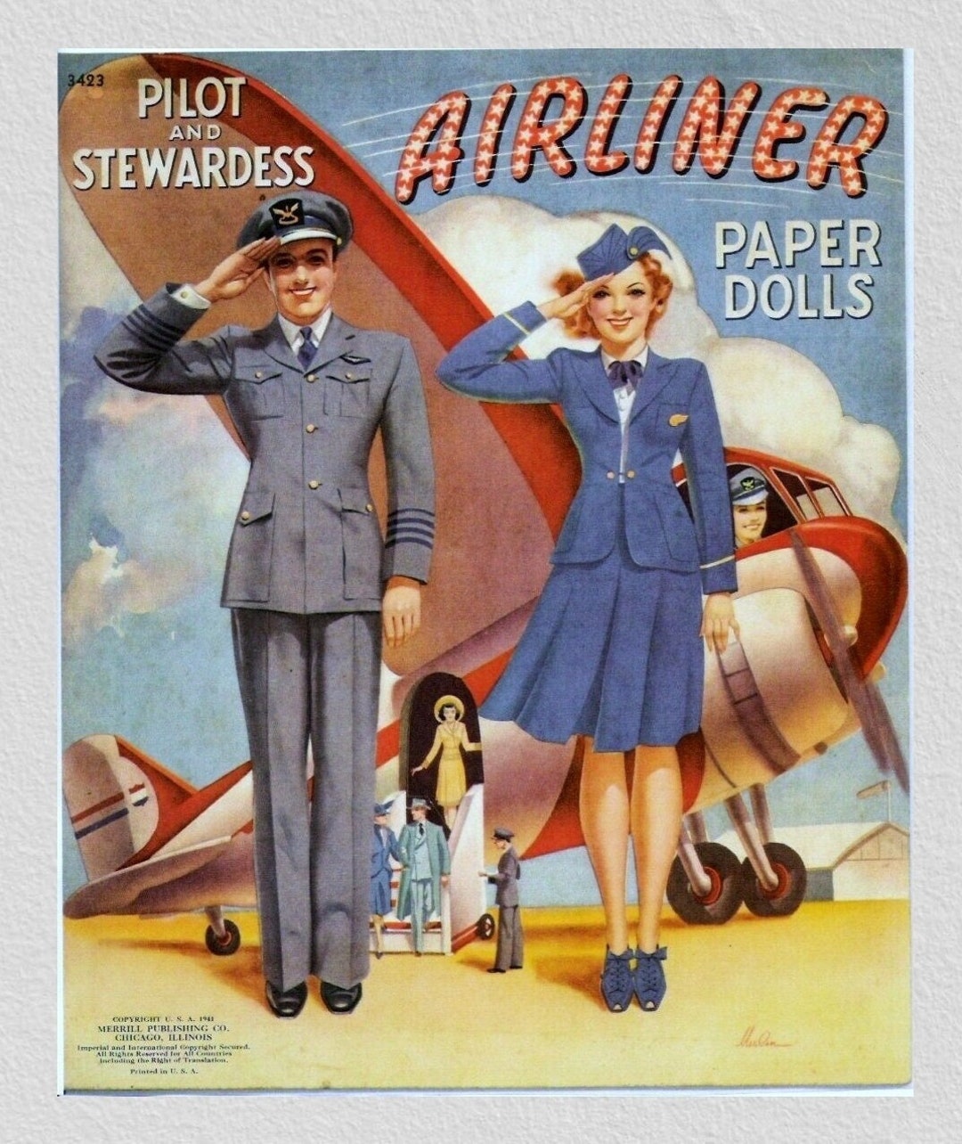 Digital Paper Dolls Download Pdf,retro Airliner Pilot and Stewardess - Etsy