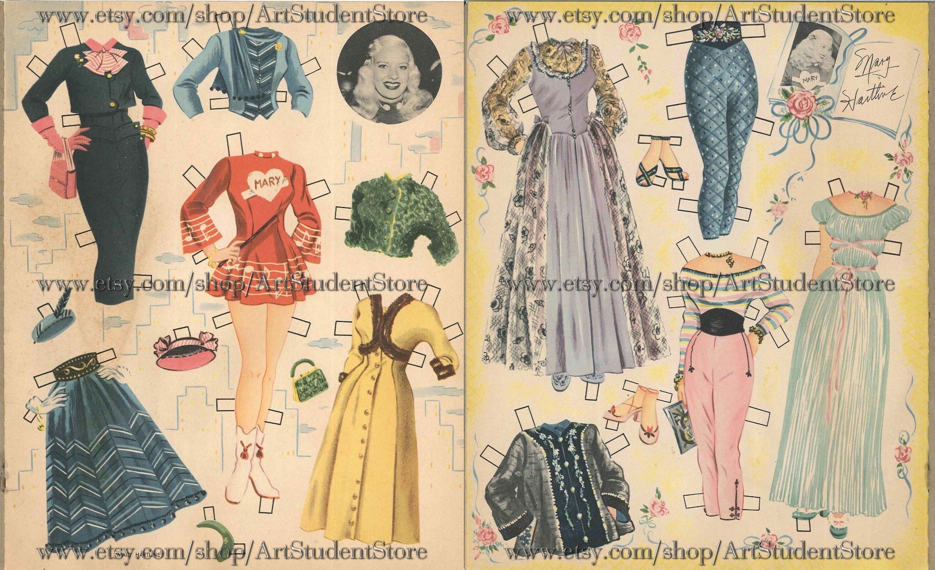 Digital Pdfvintage Paper Dolls Mary Hartline 1953 | Etsy