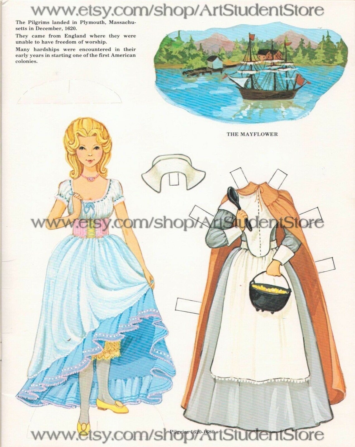 Pdf Printable Digital Vintage Paper Dolls Colonial America - Etsy