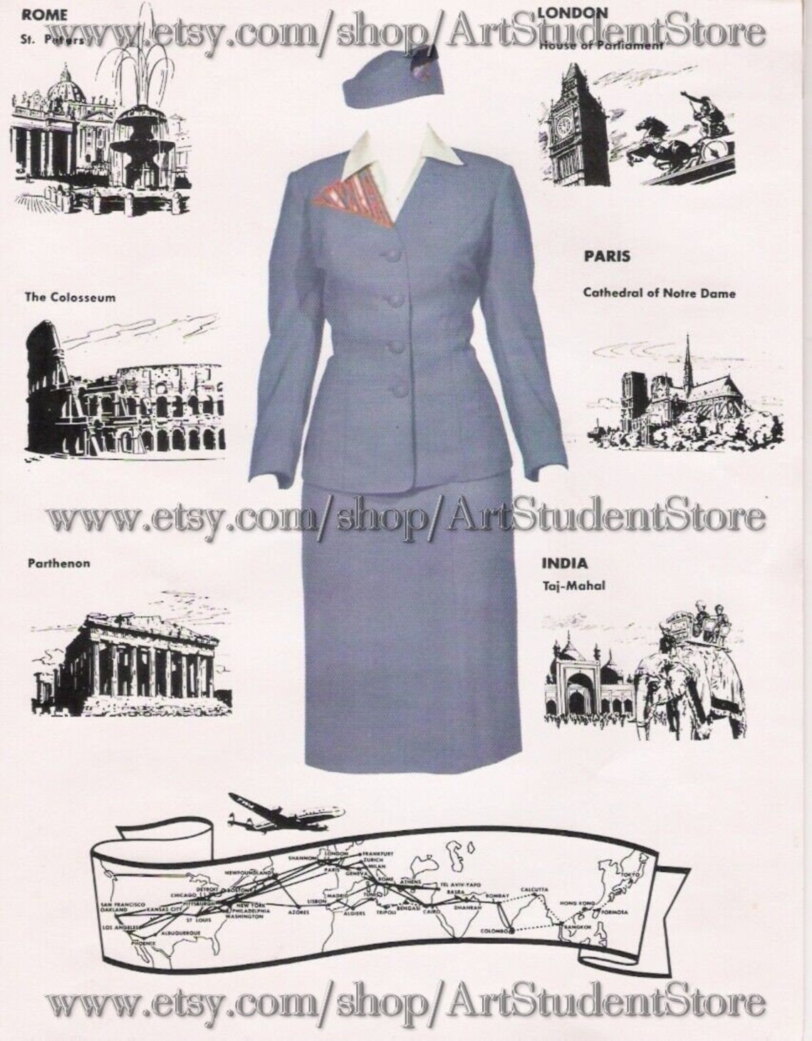 Pdf Printable Digital Vintage Paper Dolls TWA MISS - Etsy