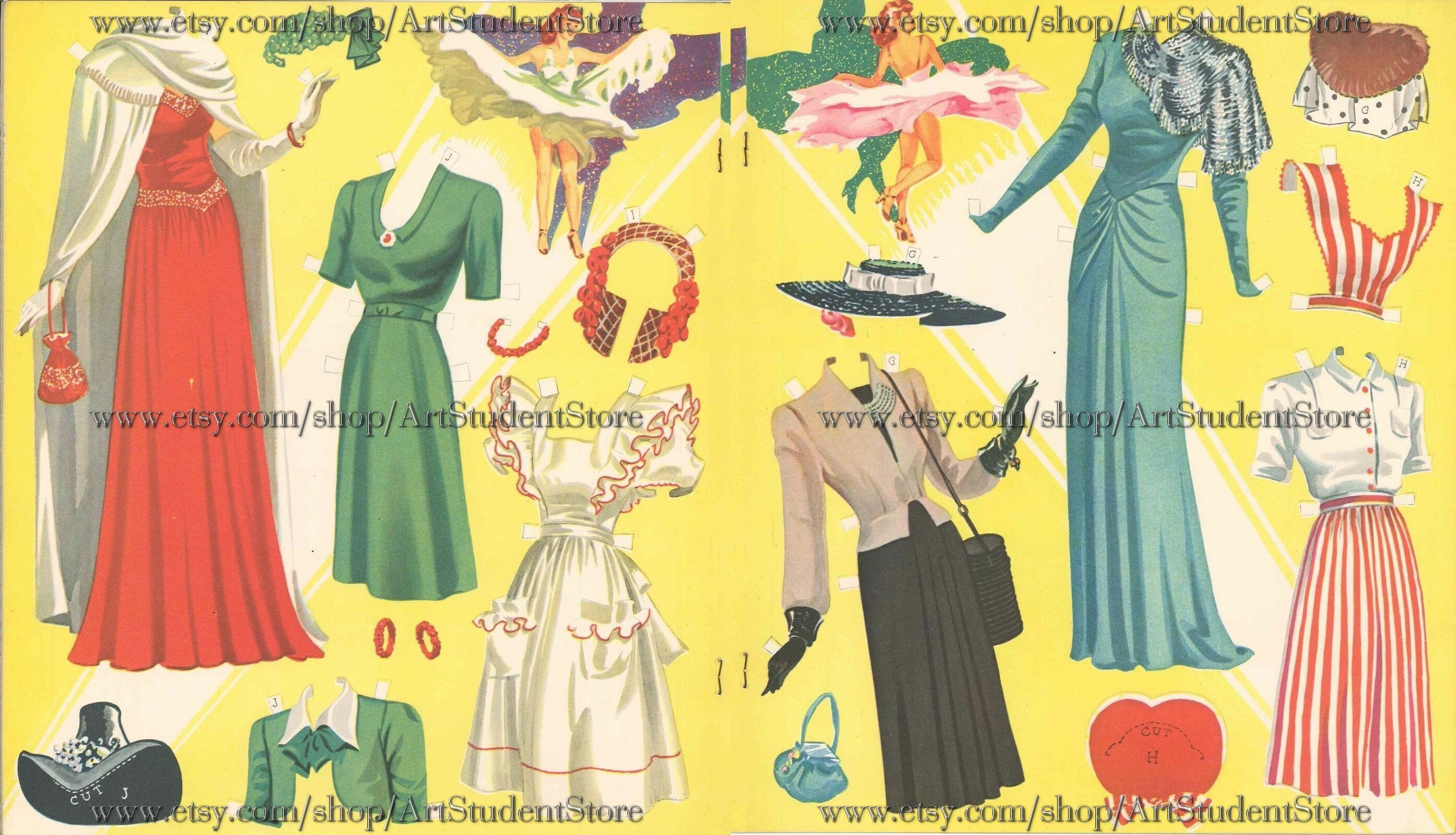 Pdf instant digital vintage lovely lady paper dolls c. 1948 | Etsy