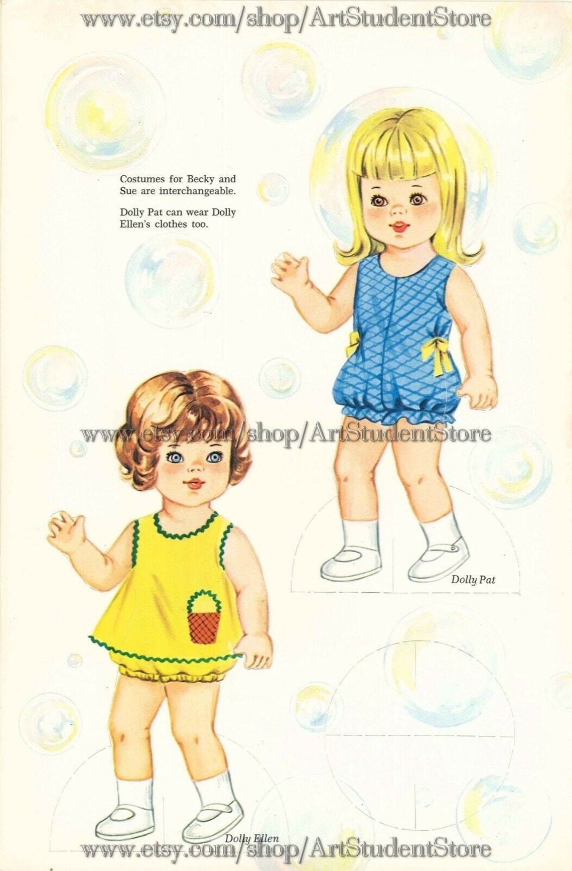 Digital Paper Dolls Pdf Digital Bubble Party - Etsy