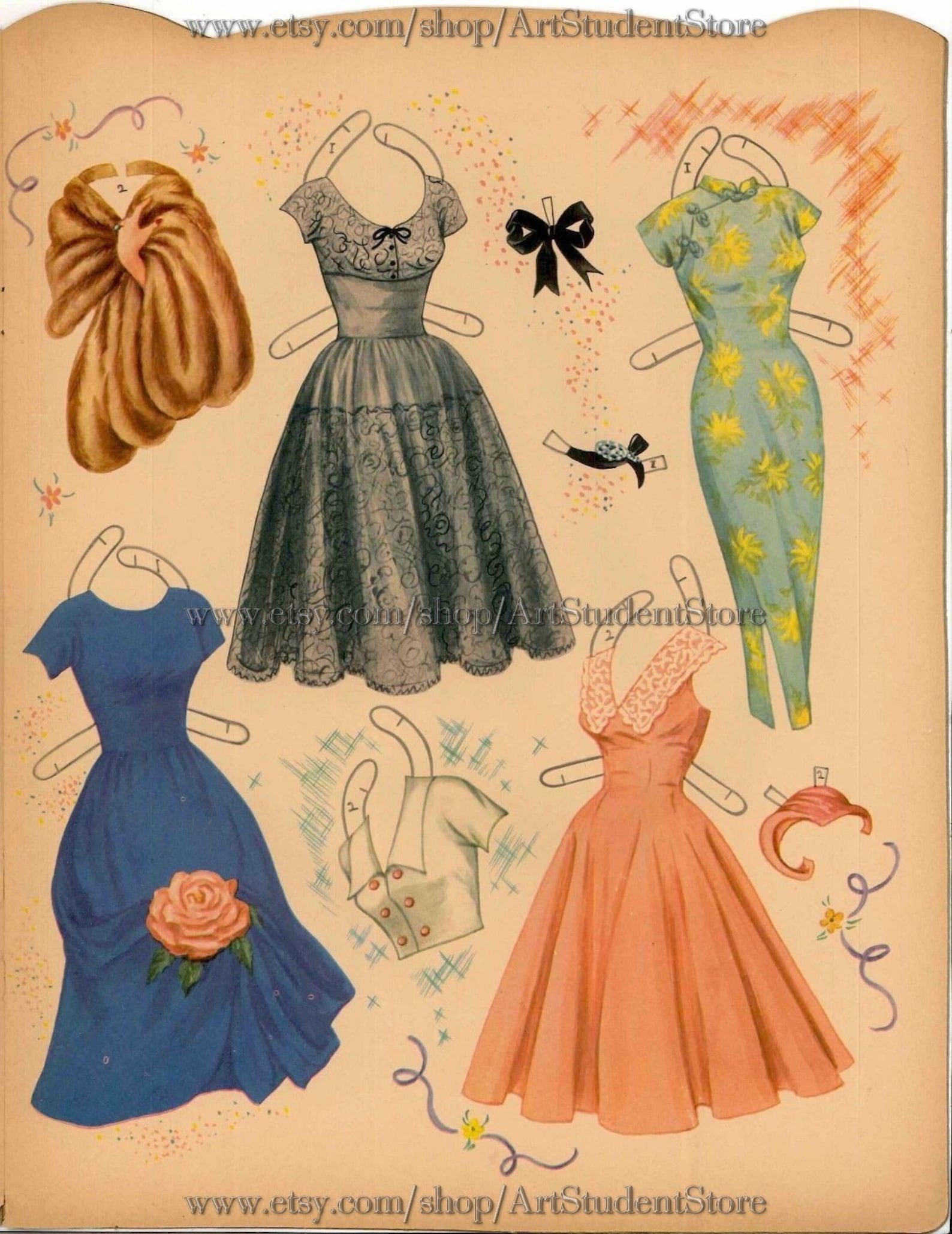 Vintage Paper Dolls Martha Hyerprintable Digital Pdf - Etsy