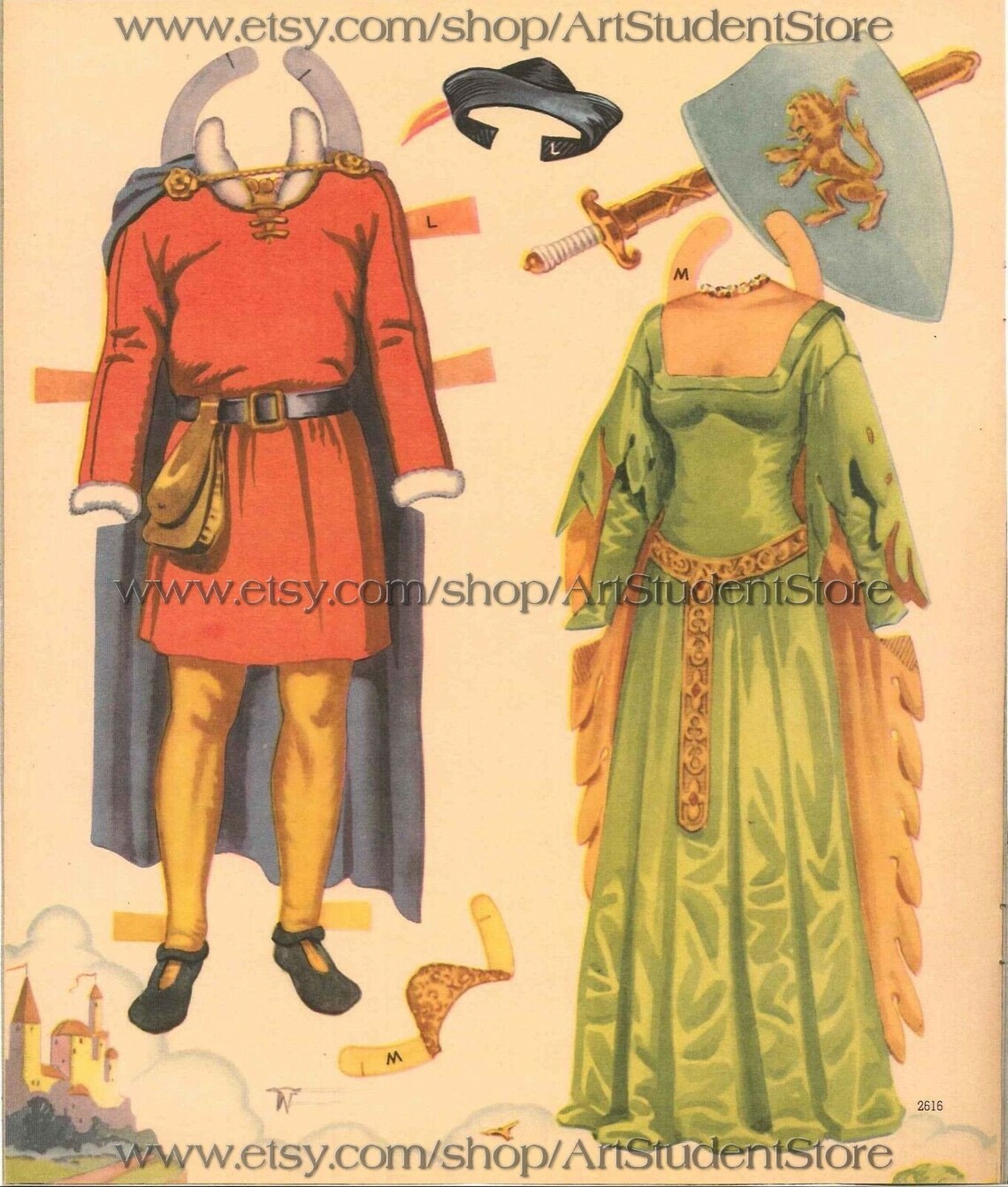 Printable Pdf Vintage Paper Dolls Prince Valiant and Princess Aleta - Etsy
