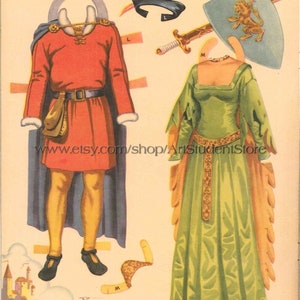 Printable Pdf Vintage Paper Dolls Prince Valiant and Princess Aleta - Etsy