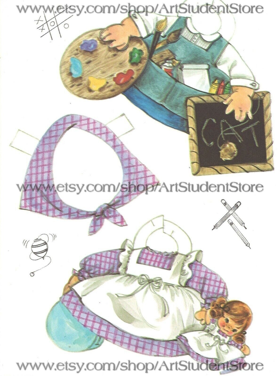 Pdf Printable Digital Vintage Paper Dolls Toodles the Doll - Etsy